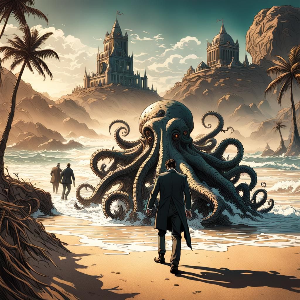 Eldritch Abomination on the beach - AI Generated Artwork - NightCafe Creator