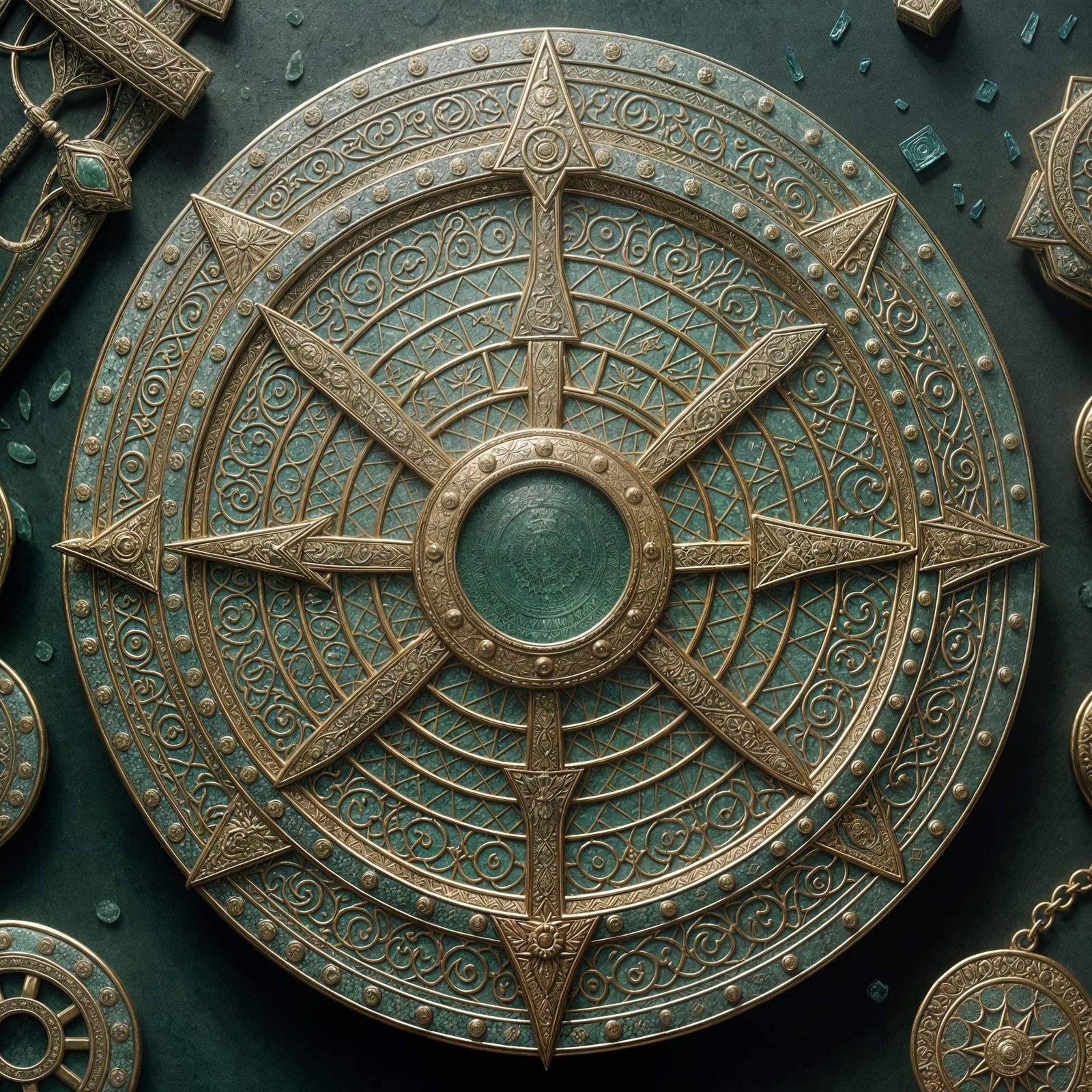 Mystical Waer Shield with Intricate Symbolism in L... - AI Art