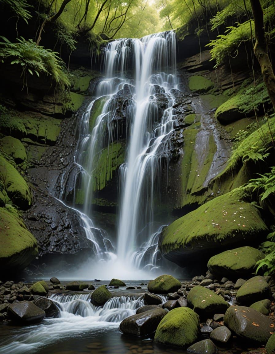 Waterfall - Surreal Waterfall in a Dreamlike Landscape