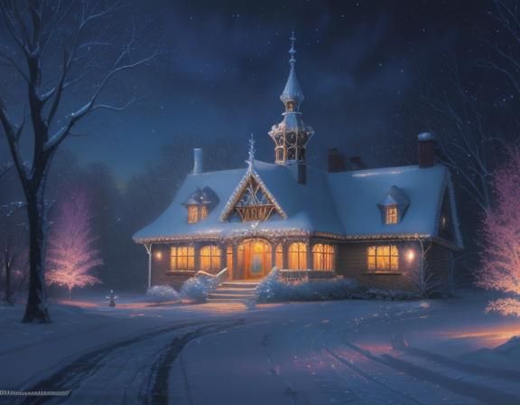 Thomas Kinkade: winter wonderland: beautiful: glittering snowflakes ...