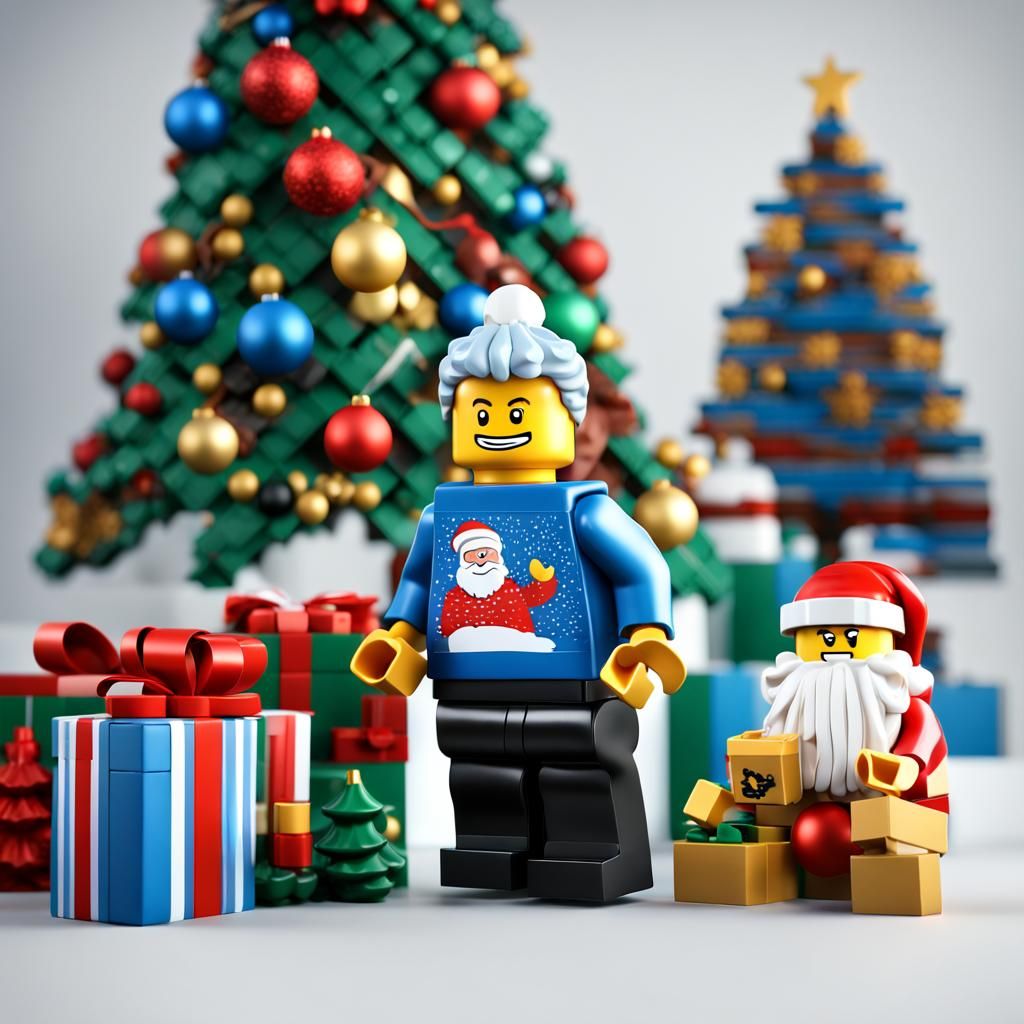 LEGO figure of a male smiling, wearing a Christmas jumper - AI ...