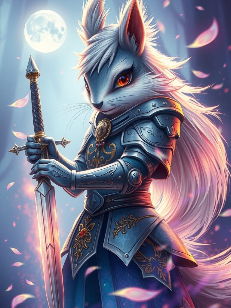Squirrel anthro hybrid female paladin, donning intricately detailed ...
