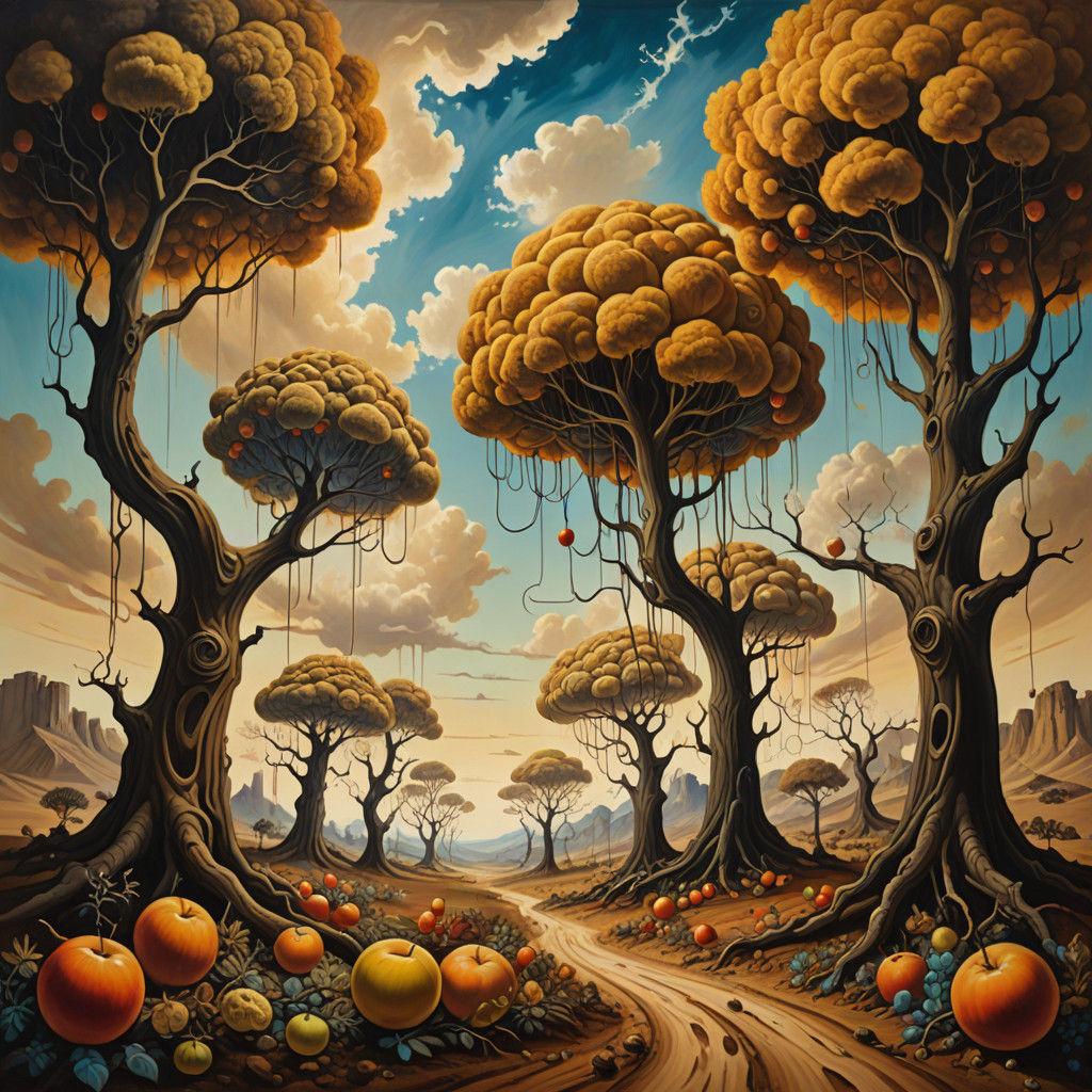 Surrealist Earth Tones Landscape Painting - AI Art