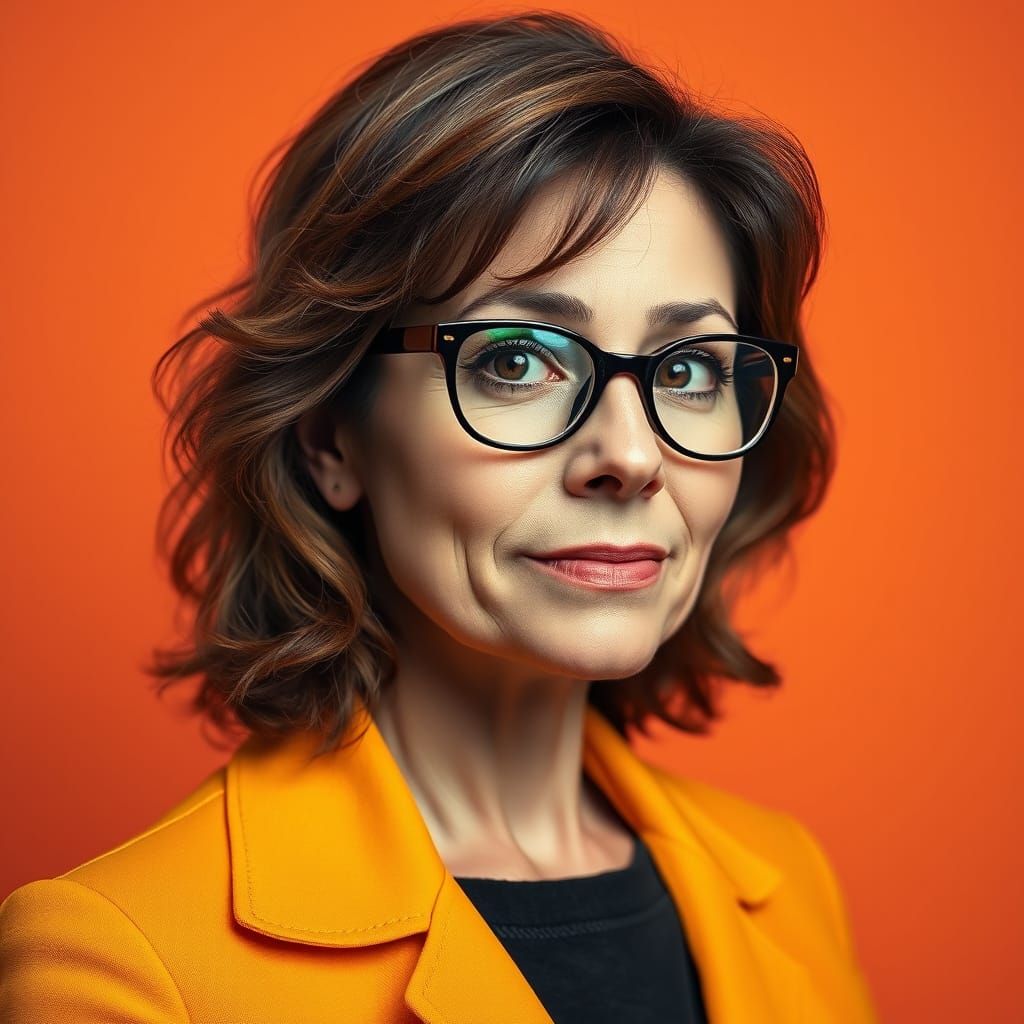 mid aged quite regular woman - Empowered Woman in Bold, Grap...