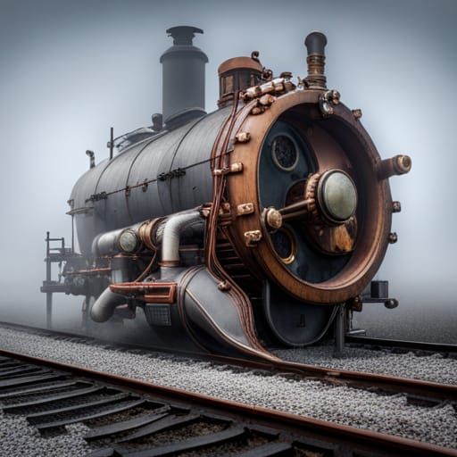 Very Foggy , steampunk engine - AI Generated Artwork - NightCafe Creator
