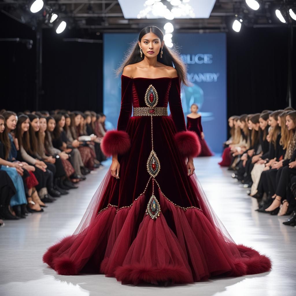 Deep Red Wide Evening Gown Realistic & Simple. Redone. - AI Generated Artwork - NightCafe Creator