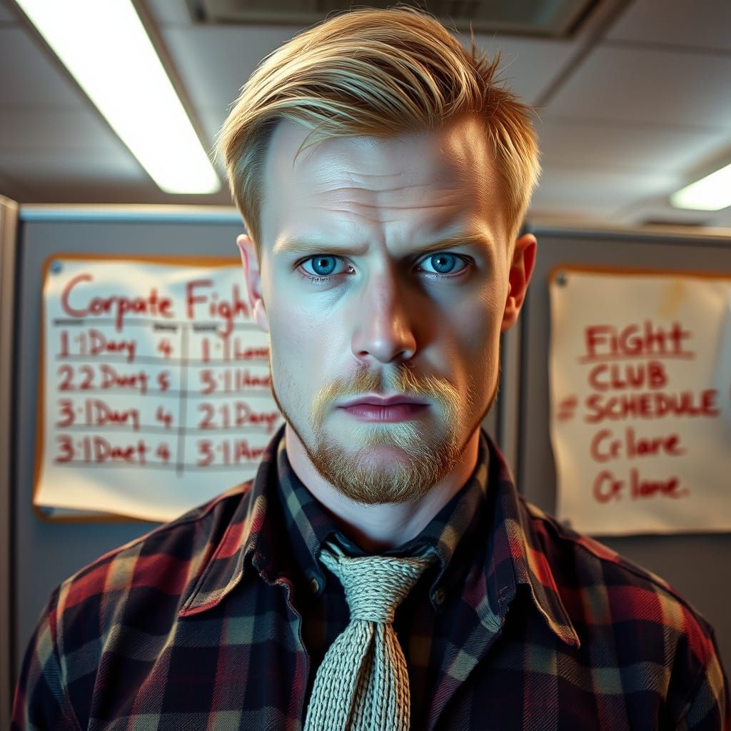 A worker sitting in his office cubicle and a member of the company's ...
