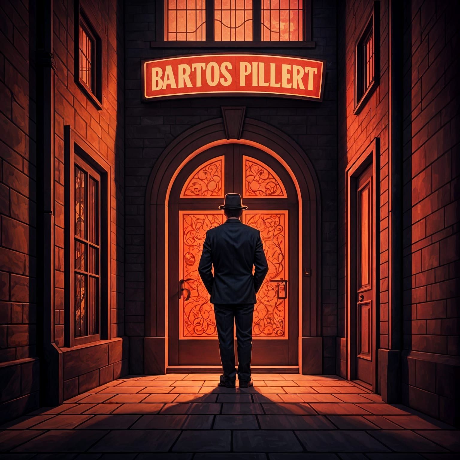 A mysterious back-alley entrance . - A mysterious back-alley...