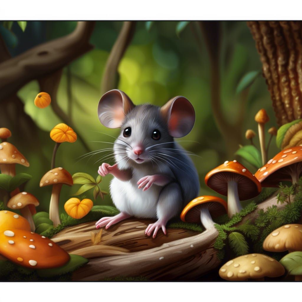 Cute little mouse in a forest - AI Generated Artwork - NightCafe Creator