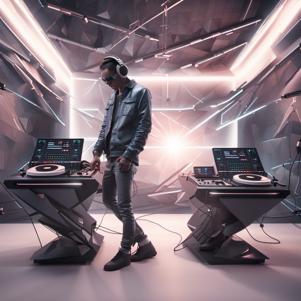 A 3D generation of a DJ in futuristic studio - AI Generated Artwork ...