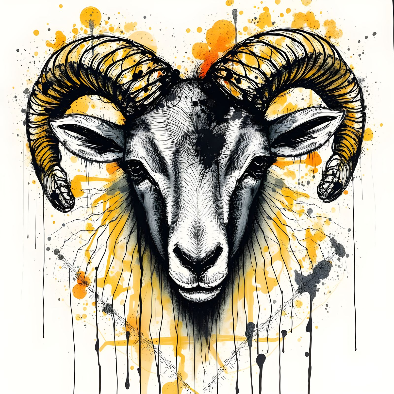 Ram - Abstract Ram with Faded Features in Dreamlike Style