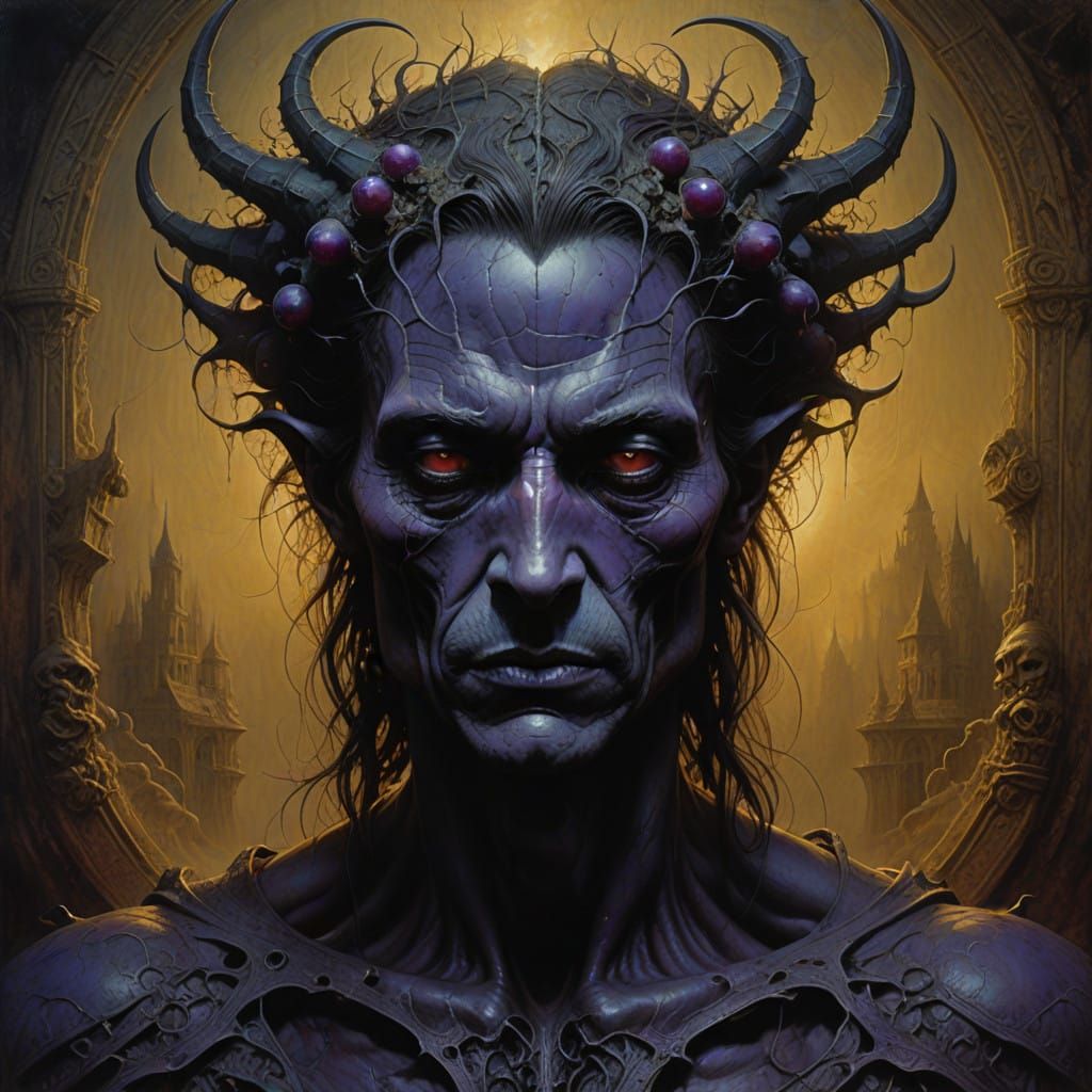 Hyperrealistic Goblin Drow Tiefling Hybrid with Ch... - AI Art