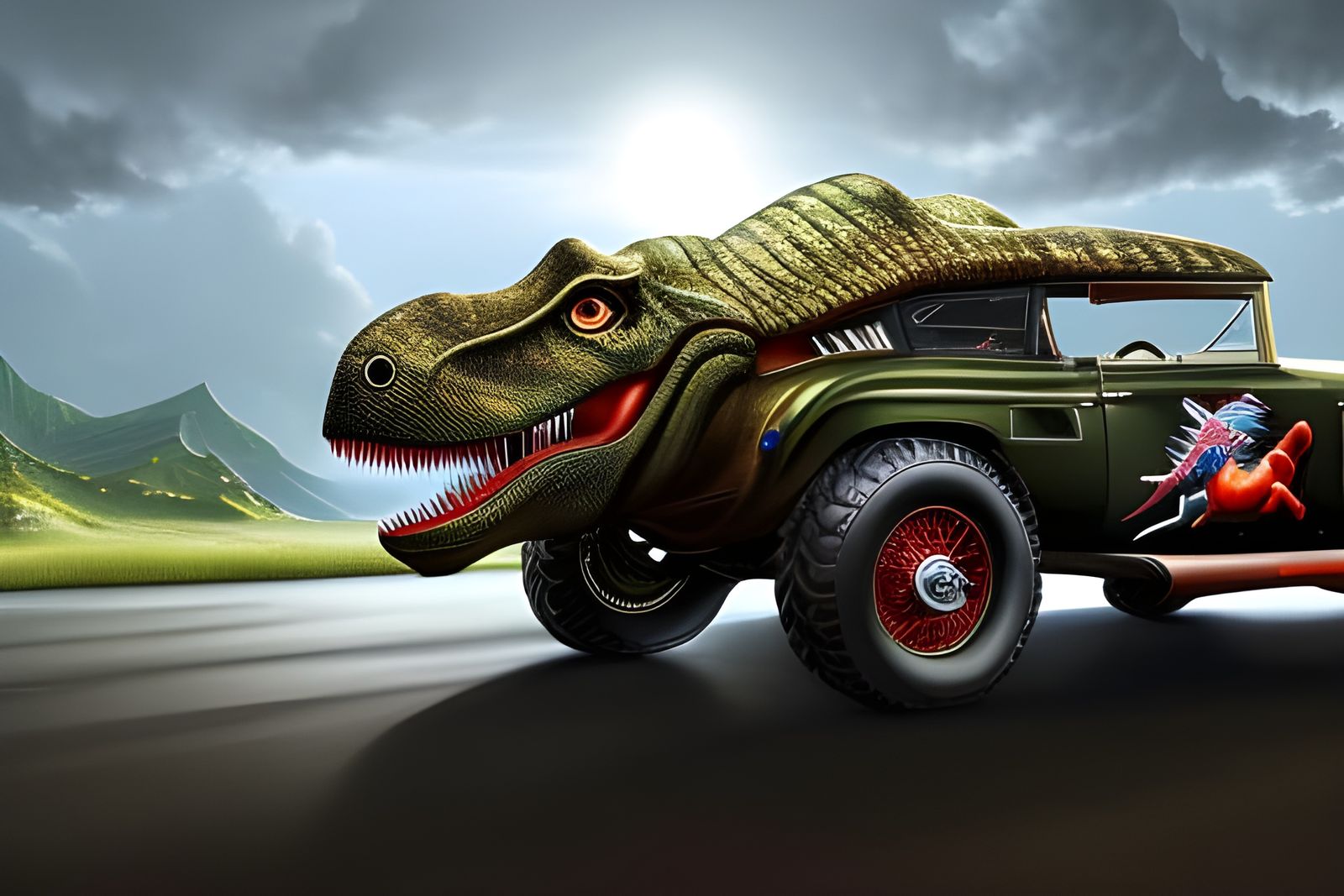 The Classic Dino Car - AI Generated Artwork - NightCafe Creator