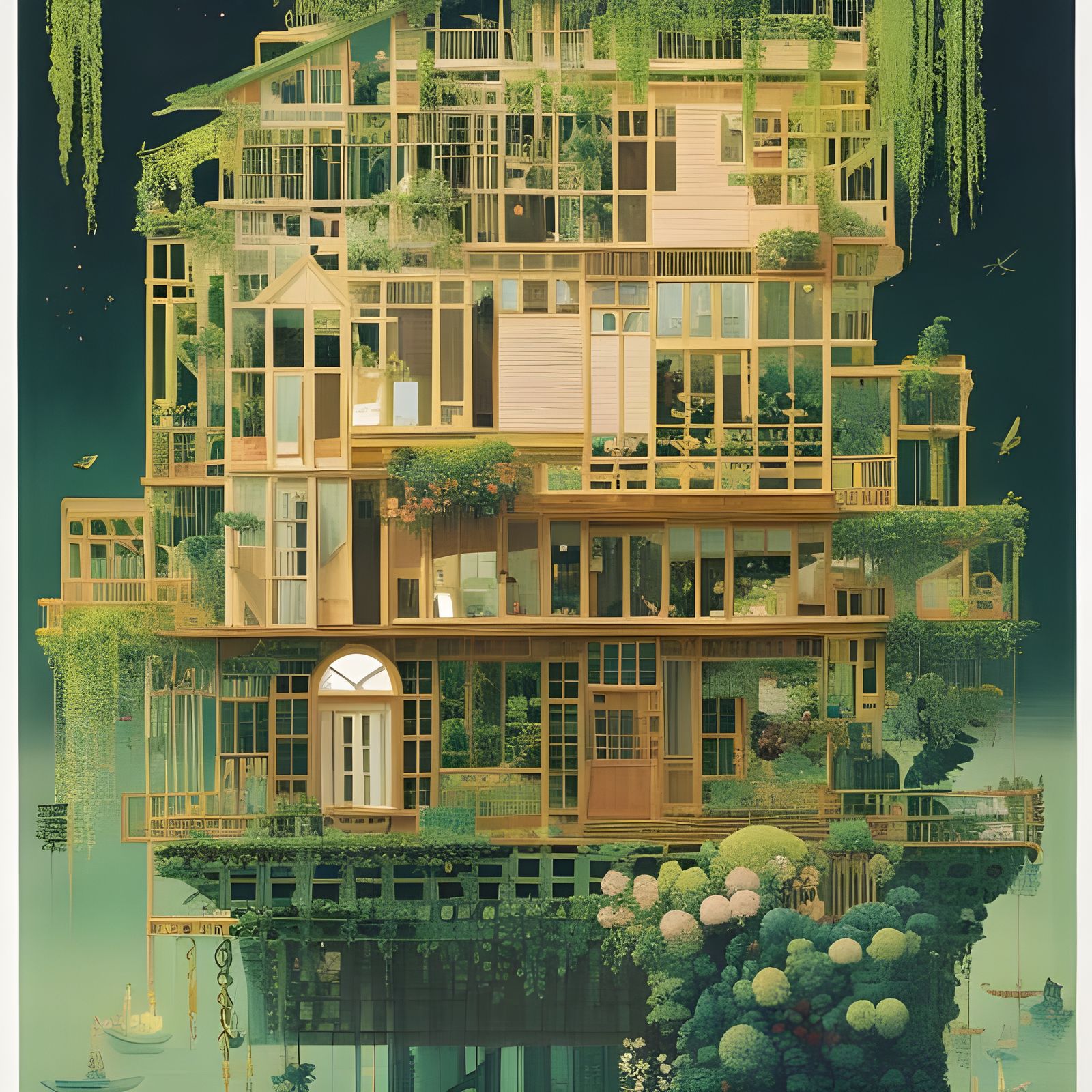 "The Floating Garden House" - AI Generated Artwork - NightCafe Creator