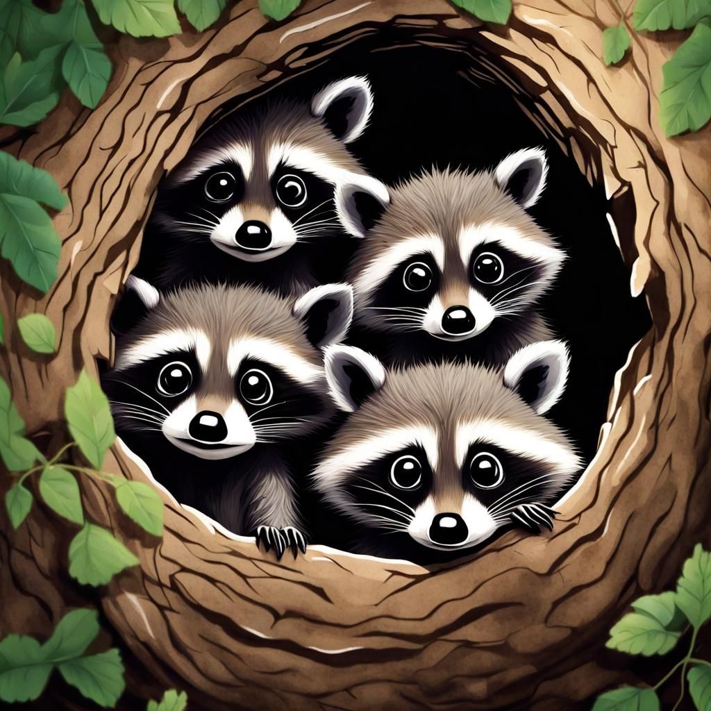 Raccoon Kits - AI Generated Artwork - NightCafe Creator