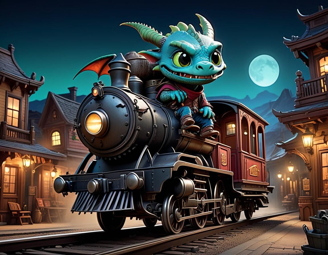 Chibi dragon train - AI Generated Artwork - NightCafe Creator