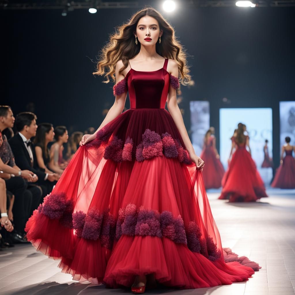 Shades Of Red Wide Evening Gowns Realistic & Simple. Redone. - AI Generated Artwork - NightCafe ...