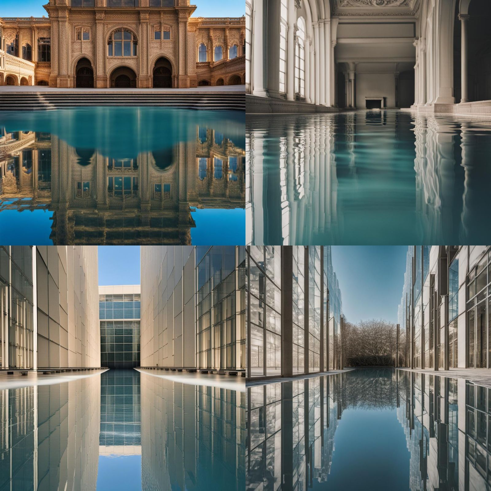 Infinite reflections in a pool of water - AI Generated Artwork - NightCafe Creator