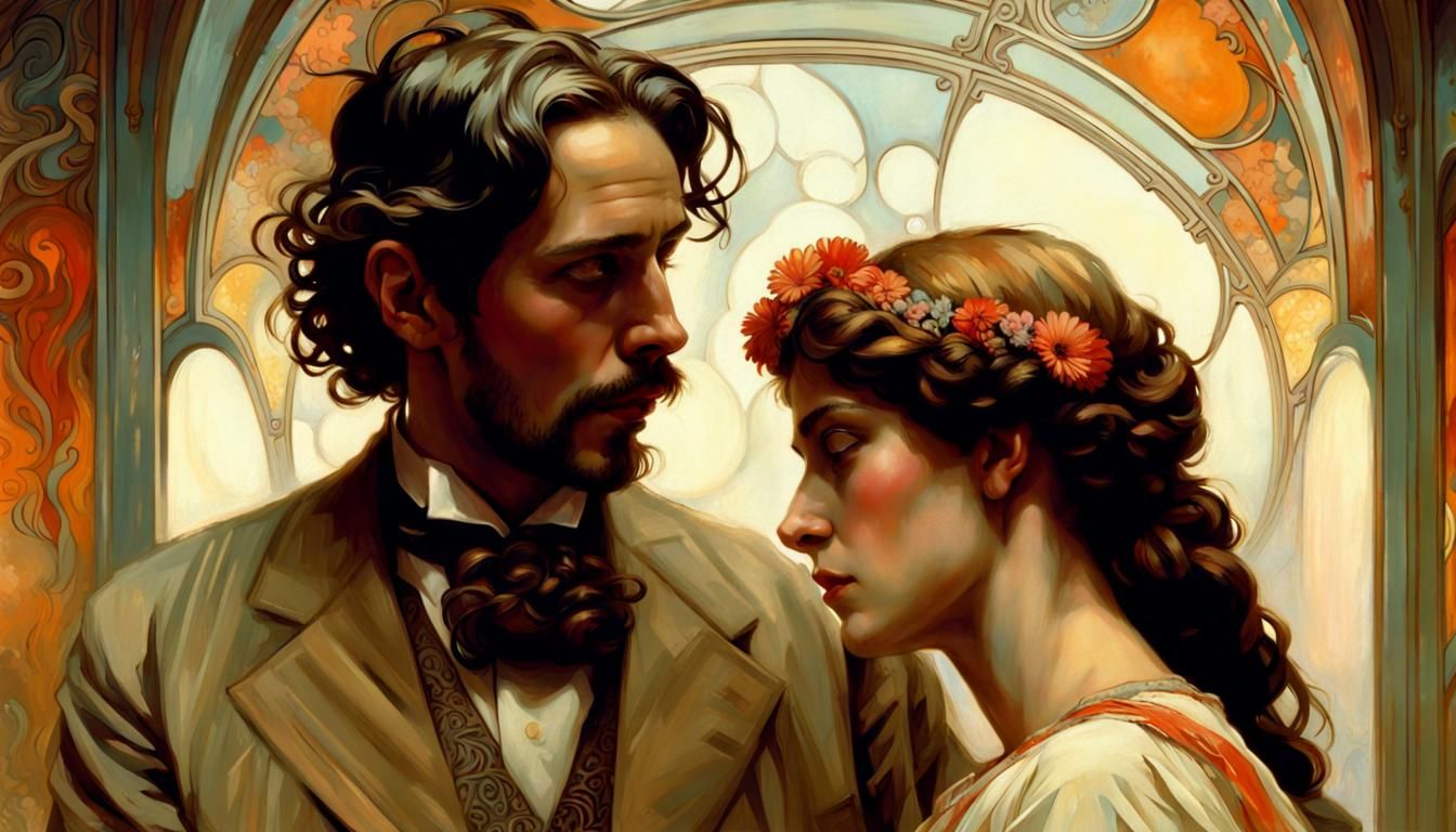 "Try A Little Tenderness" epic eerie masterpiece by Alphonse Mucha Wes Anderson Pino Daeni : man ...