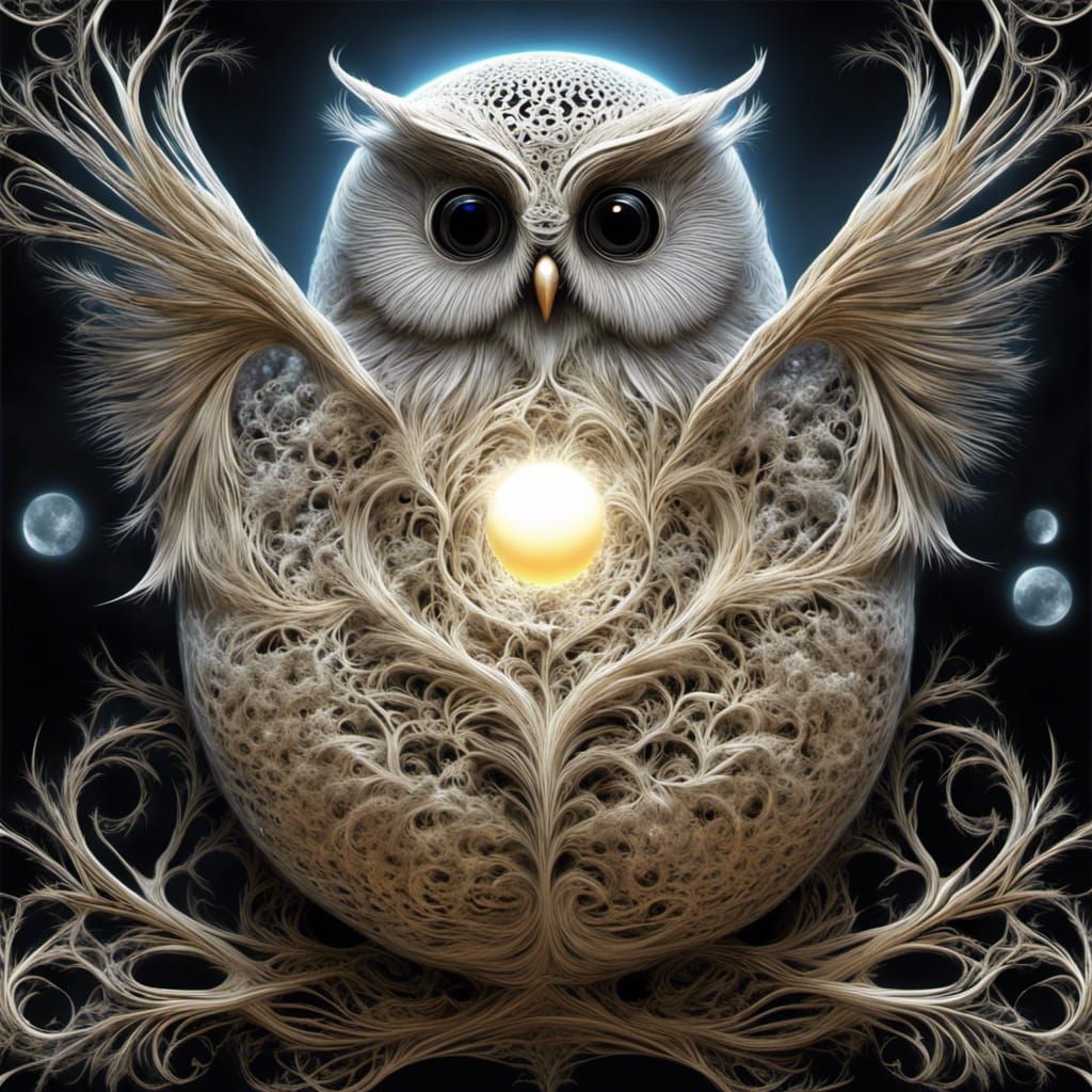 Owl Egg Heart: 4D SHINING_EYES PHOTOESQUE_BABIES_HATCHLINGS_OWLS__FRACTAL_BRANCHES_NEST: FRACTAL ...