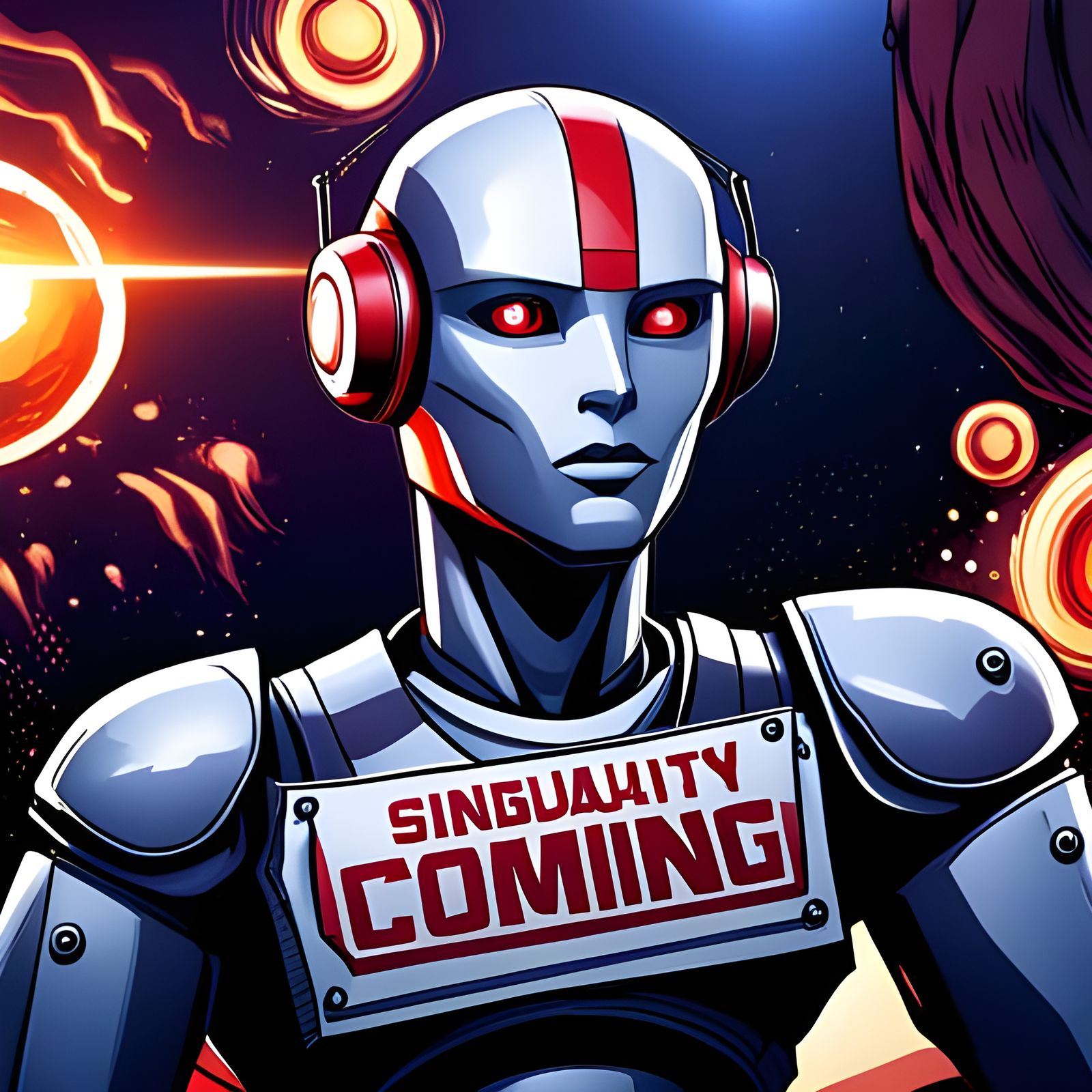 Robot Warning - AI Generated Artwork - NightCafe Creator