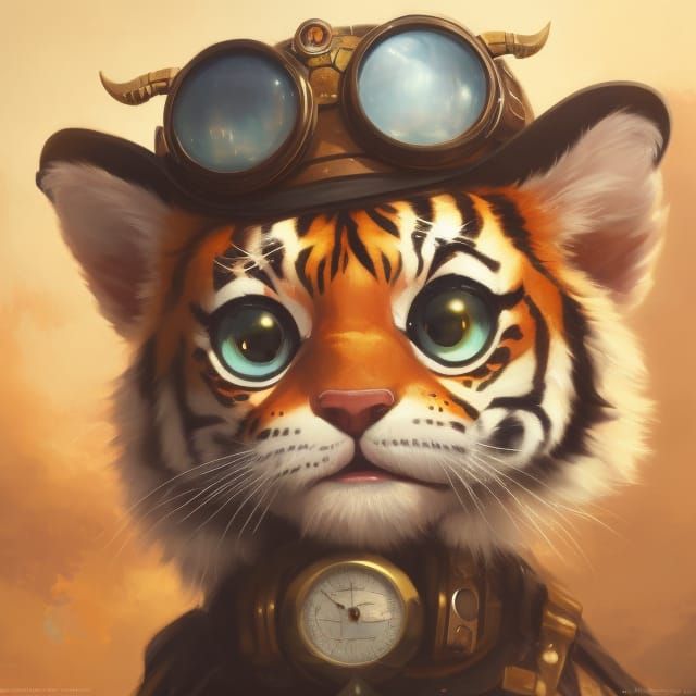 Adorable Steam Punk Tiger - AI Generated Artwork - NightCafe Creator