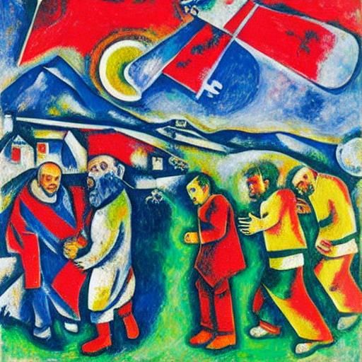 Lenin meet Jesus in Year 2042 Time clashes by Natalia Goncharova and ...