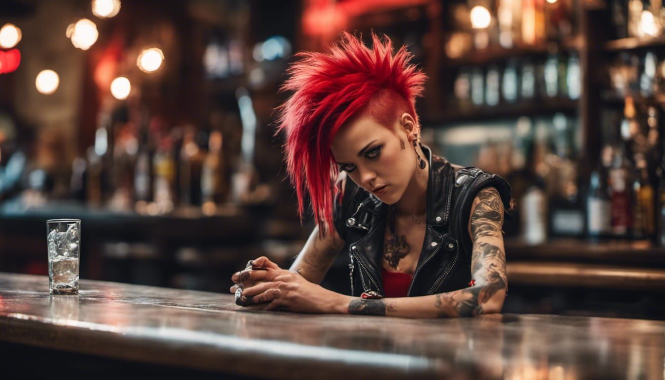 Punk girl with red mohawk - AI Generated Artwork - NightCafe Creator