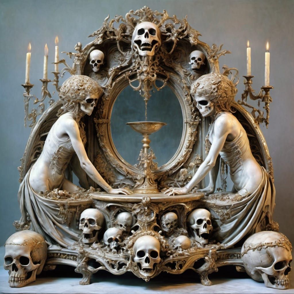 Memento Mori vanity from the early 18th century representing the ...