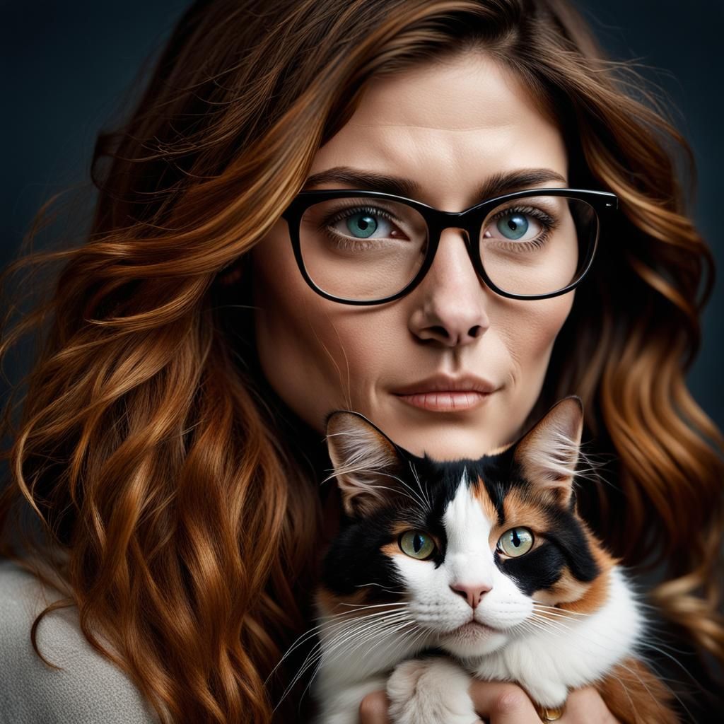 ethereal auburn girl with an almost triangle chin and glasses trying to ...