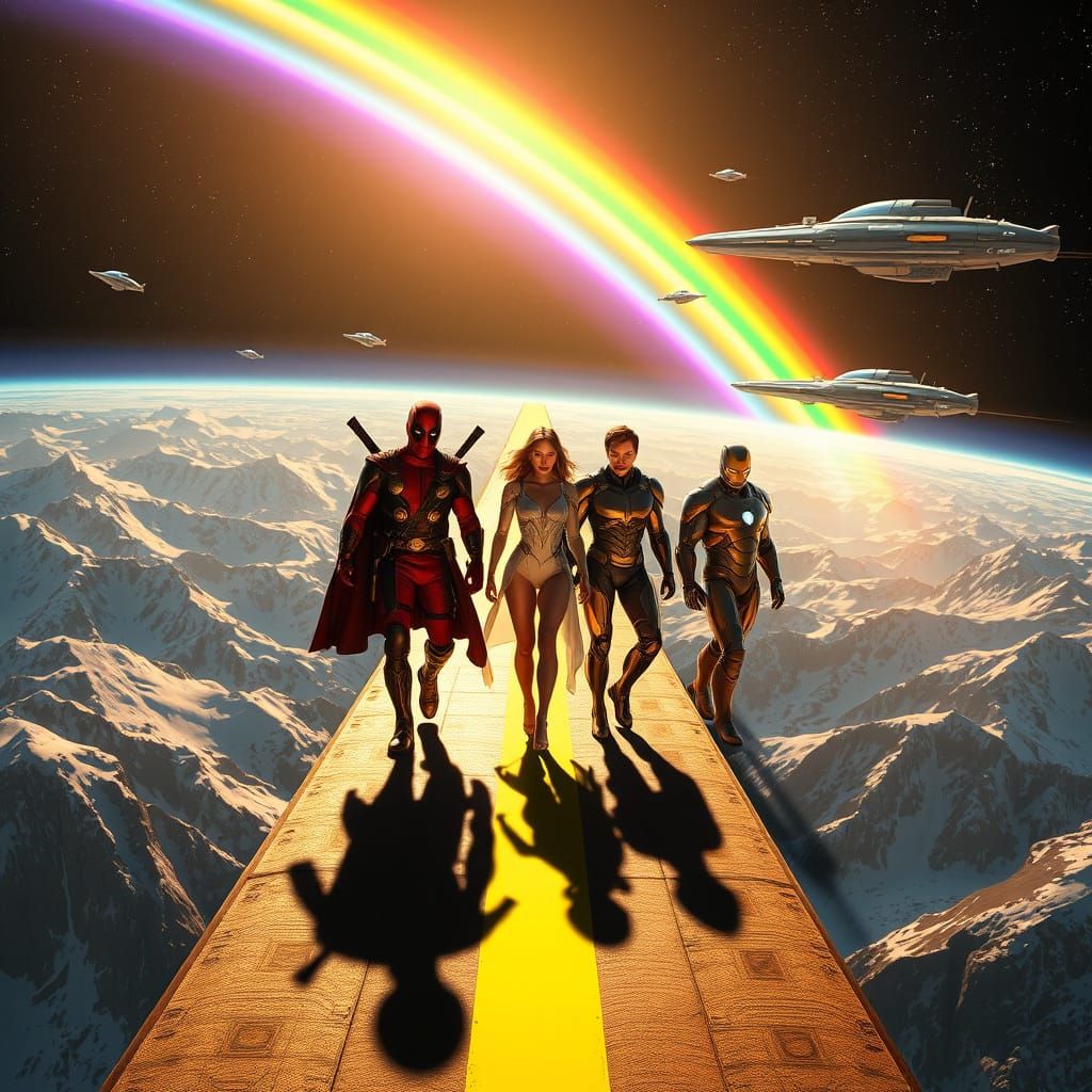 Thor Walks the Bifrost Rainbow Bridge with Marvel ... - AI Art