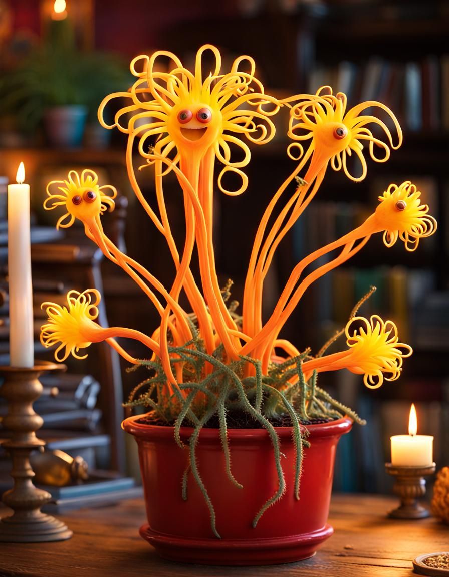 A magical "Have A Nice Day" plant, cheers up old magic user on his ...