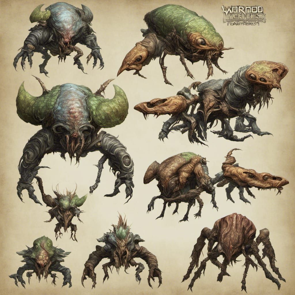Weird alien RTS creatures, WarBreeds, reptilian, fungoid, insectoid ...