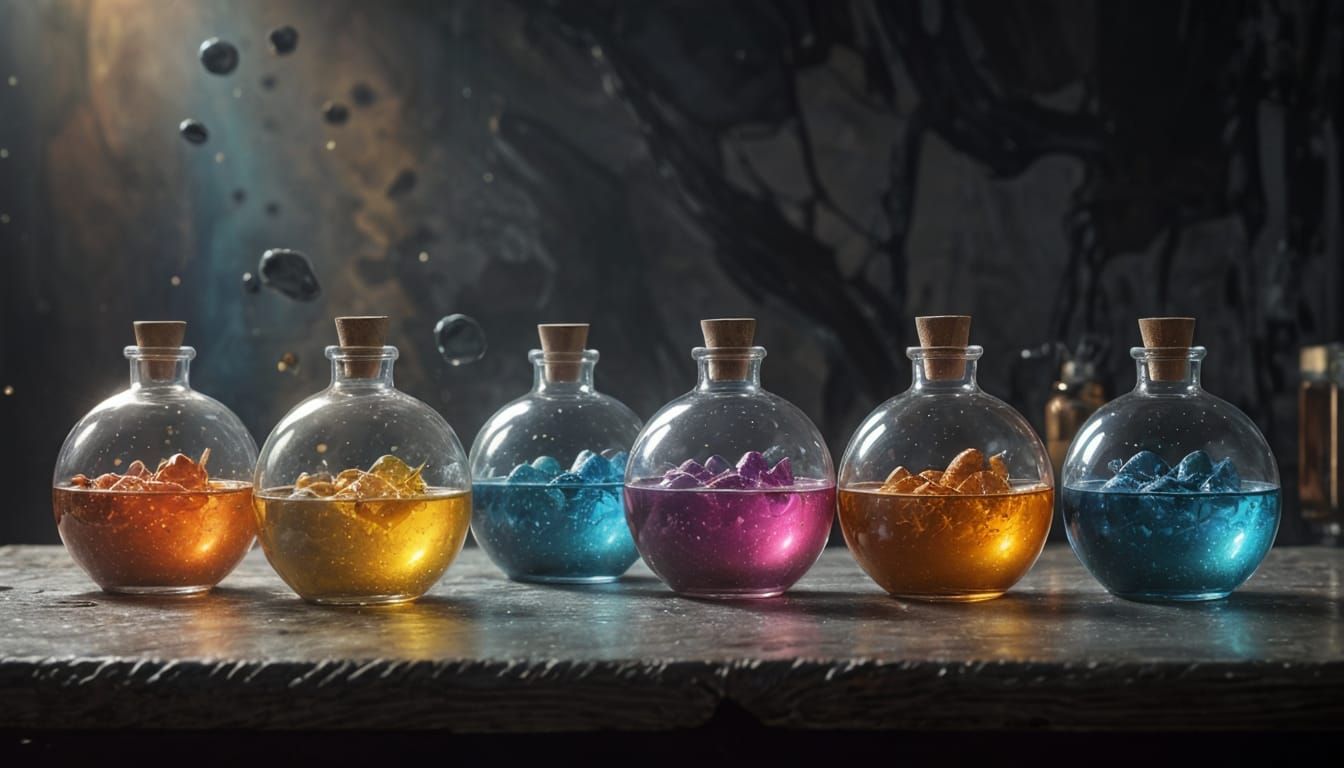 Hyperrealistic Spherical Glass Containers with Col... - AI Art