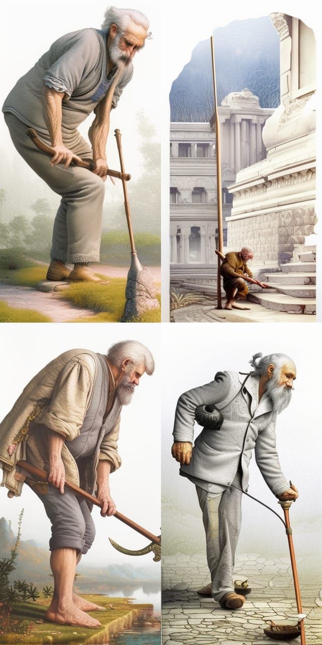 Old Man in Elegant Precisionism Style with Golden ... - AI Art