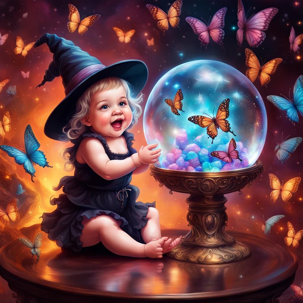 Very Happy Detailed Breathtaking Beautiful Stunning Baby Witch in a ...