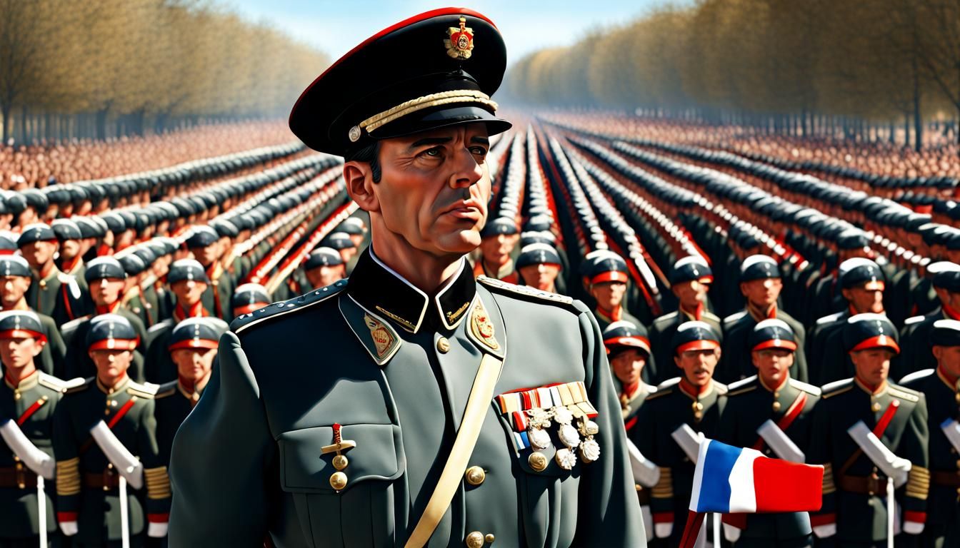 Young Spanish General , Cold War , Addressing his Troops at parade ...
