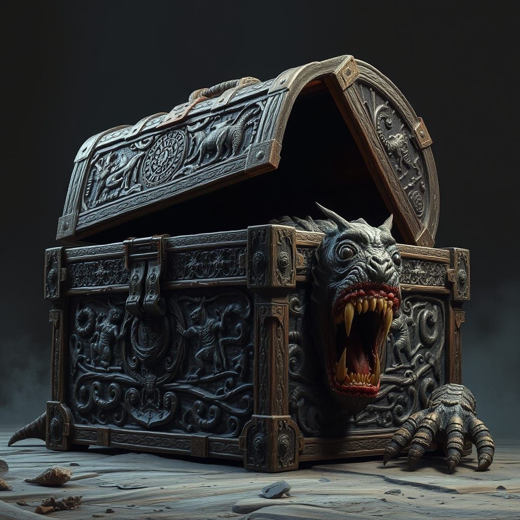 Treasure-Chest-Mimic Monster - Ancient Treasure Chest Monste...
