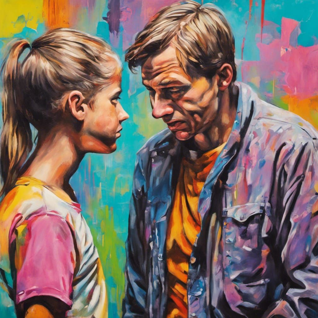 Caucasian parent talking to a teenage son, or daughter, talking, sons ...