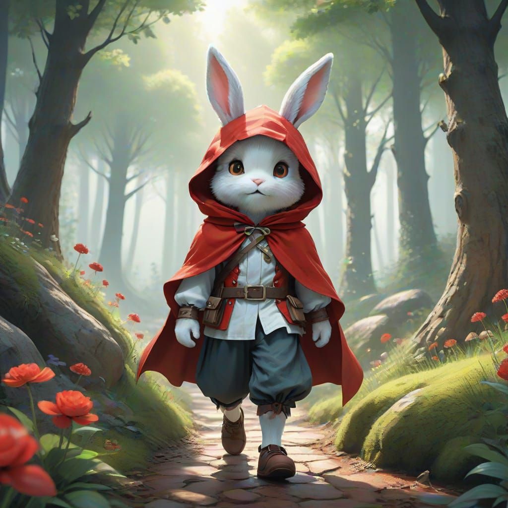 The Little Red Rabbit Hood - Whimsical Little Red Rabbit Hoo...