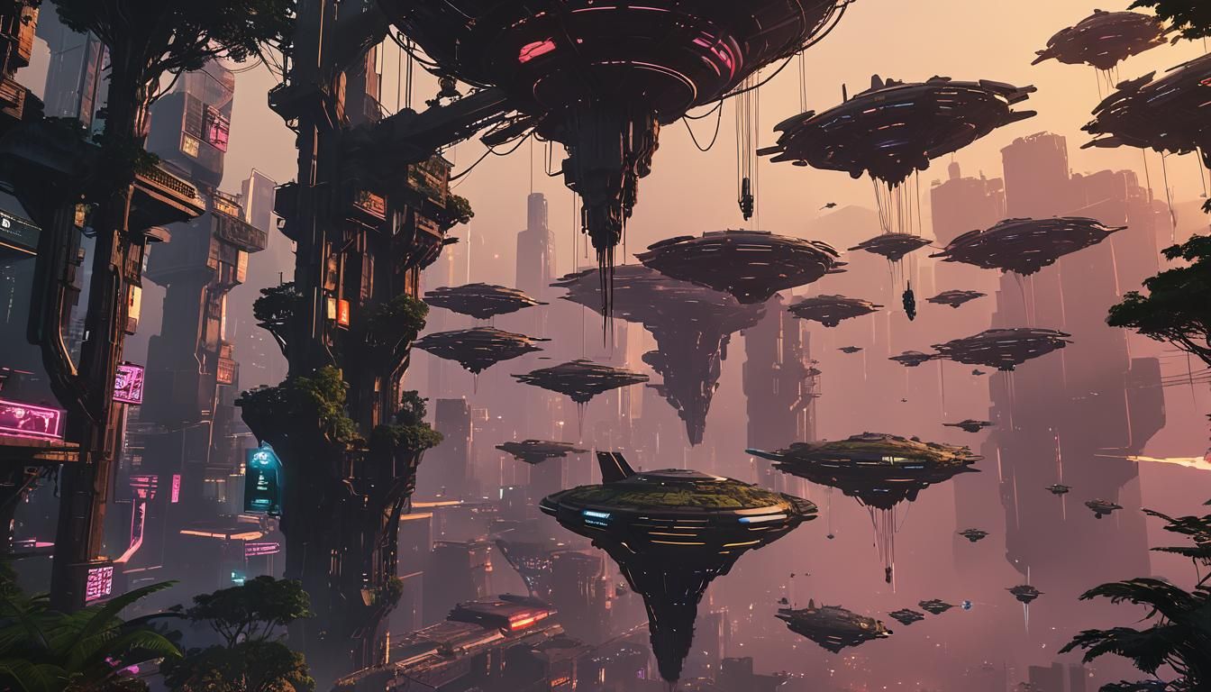 Cyber Floating City - AI Generated Artwork - NightCafe Creator