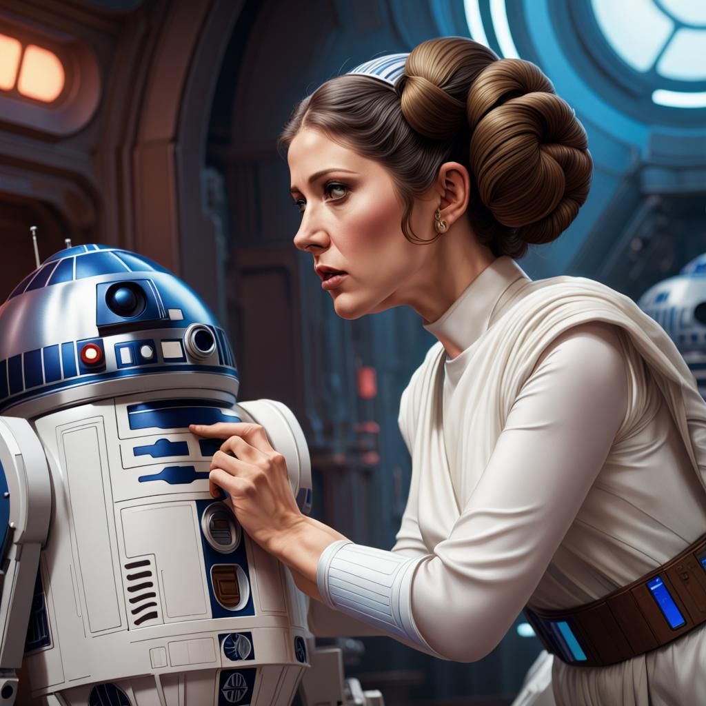 Princess Leia and R2-D2 - AI Generated Artwork - NightCafe Creator