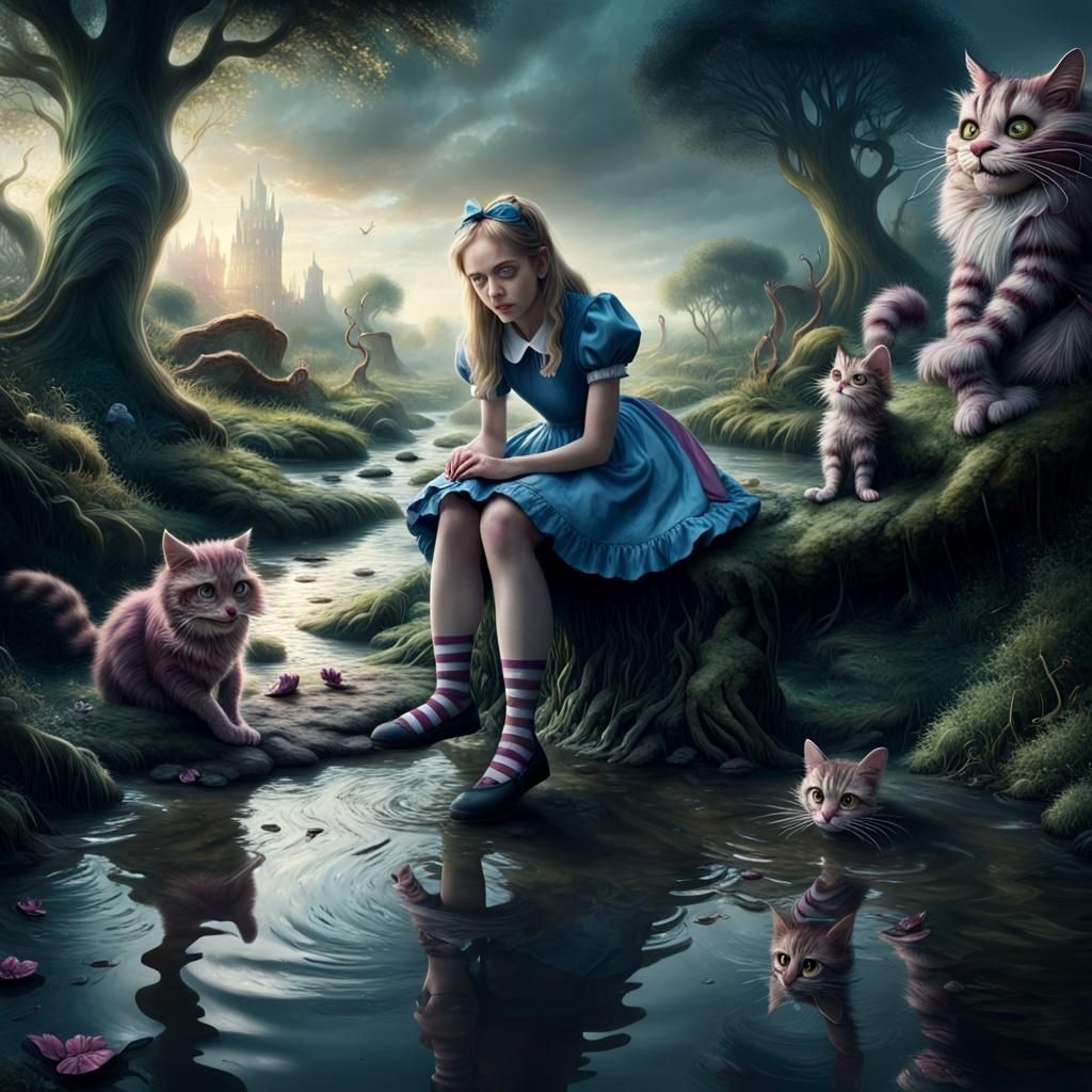 Alice and the cats - AI Generated Artwork - NightCafe Creator