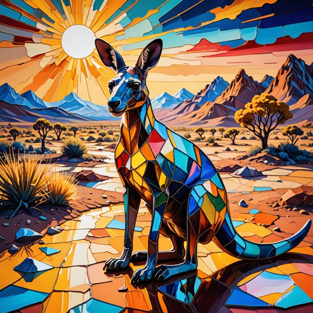 abstract kangaroo made of stained glass