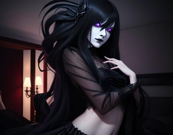 An eerie dreadful spooky and beautiful sleep paralysis Demon woman in ...