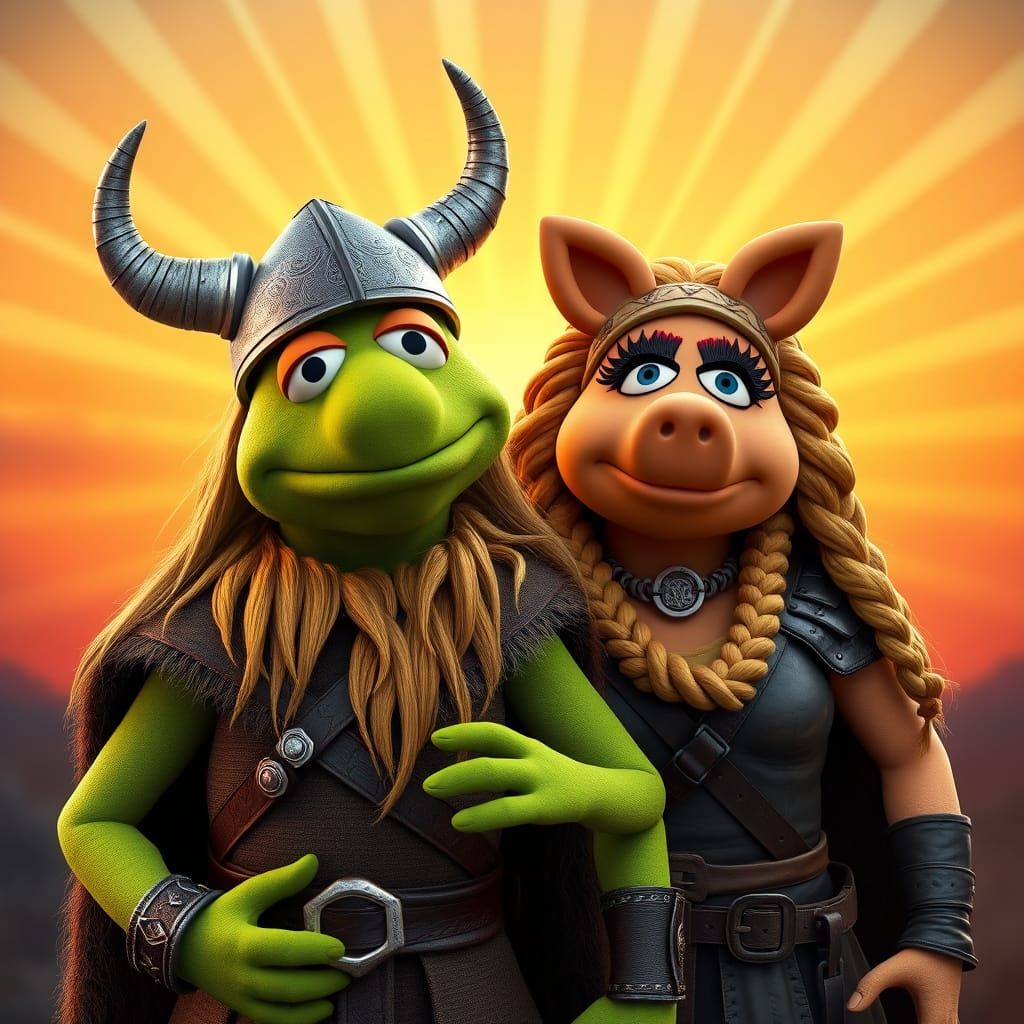 Viking Muppets: Epic Adventure in 3D Digital Art - AI Art