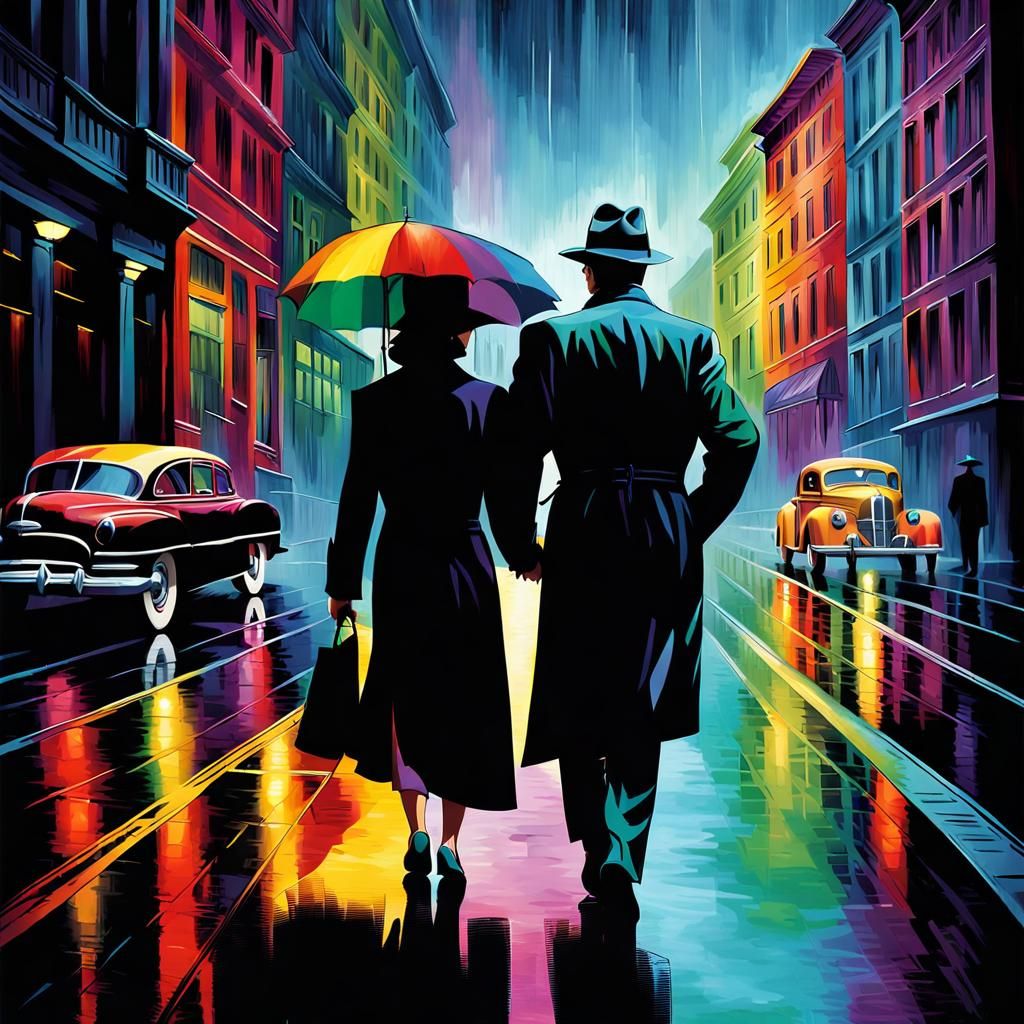 Film Noir Rain in Color v14 - AI Generated Artwork - NightCafe Creator
