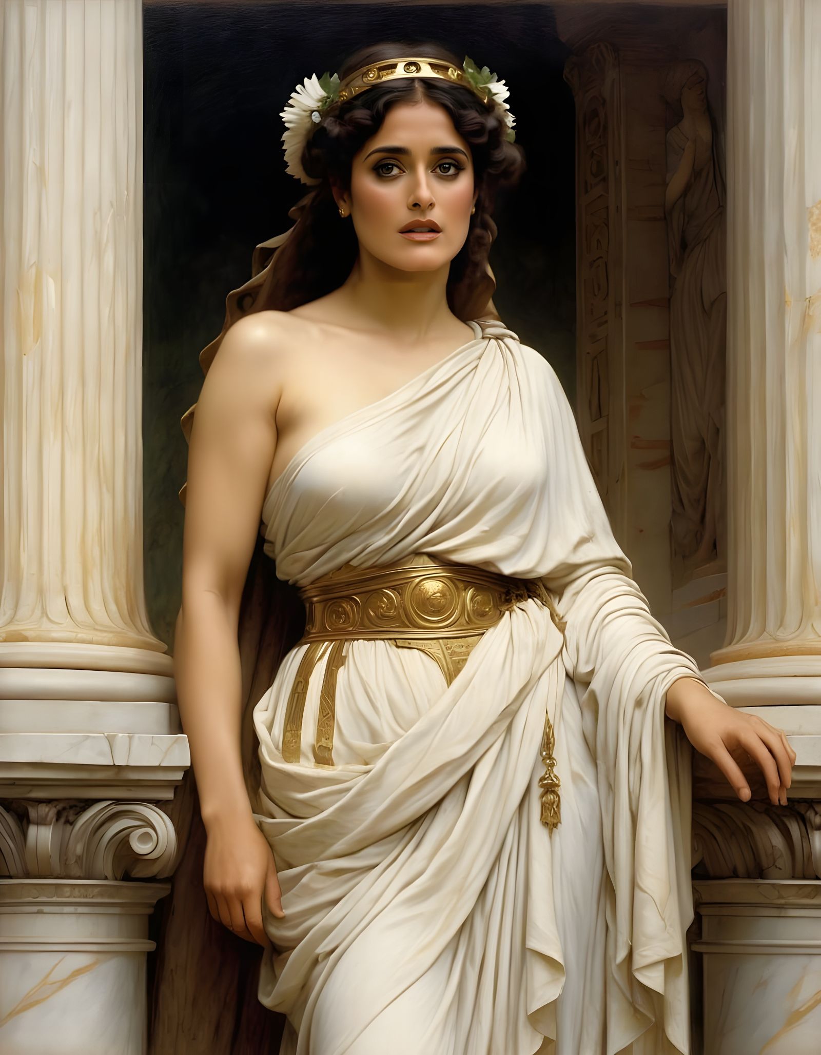 Roman Goddess in Toga, Classic Portraiture - AI Art