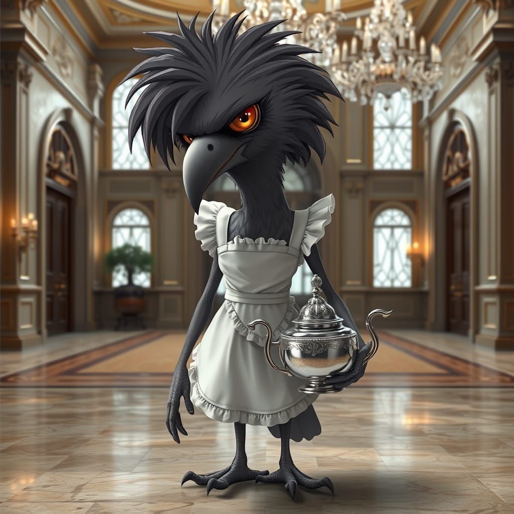 Abigail, A Borogrove Caricature - Somber Bird in Elegant Ser...