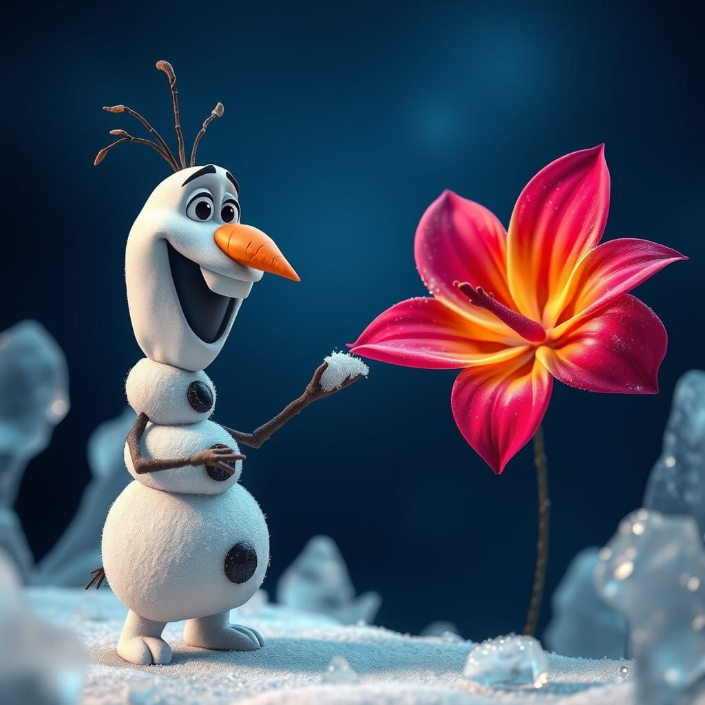 frozen olaf giving flower - Frozen Winter Scene with Olaf O...
